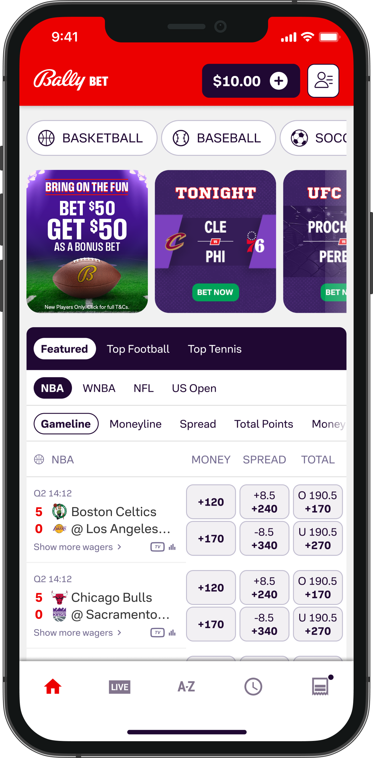 Bally Bet Sportsbook – Pregame & Live Online Sports Betting